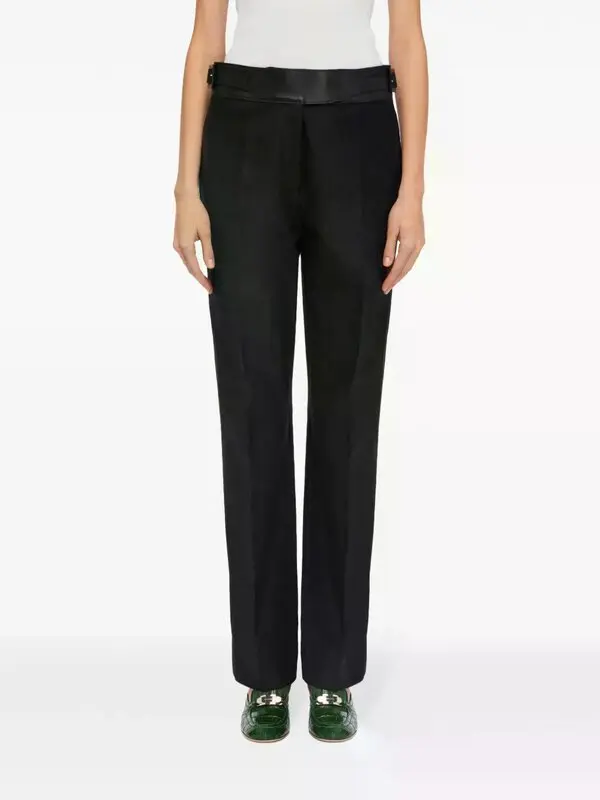 FERRAGAMO Belted Tailored Linen Trousers