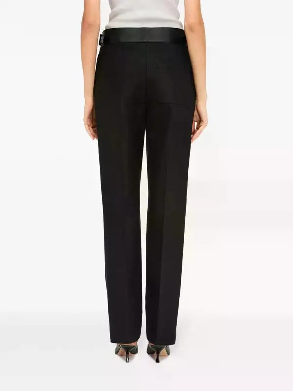 FERRAGAMO Belted Tailored Linen Trousers
