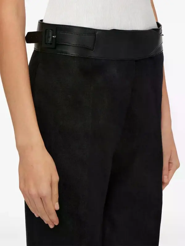 FERRAGAMO Belted Tailored Linen Trousers