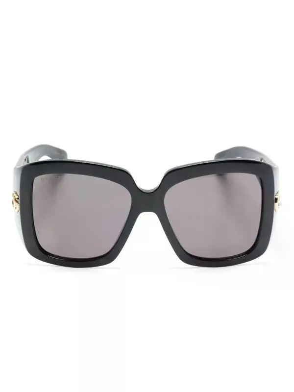 Gucci Oversized Square Frame Sunglasses With Double G Logo - Black