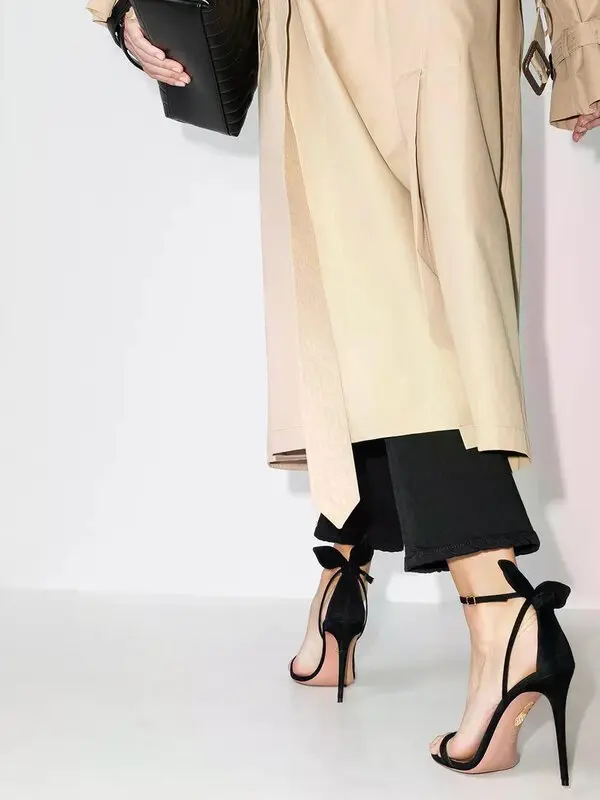 AQUAZZURA Bow Tie 105mm Suede Sandals