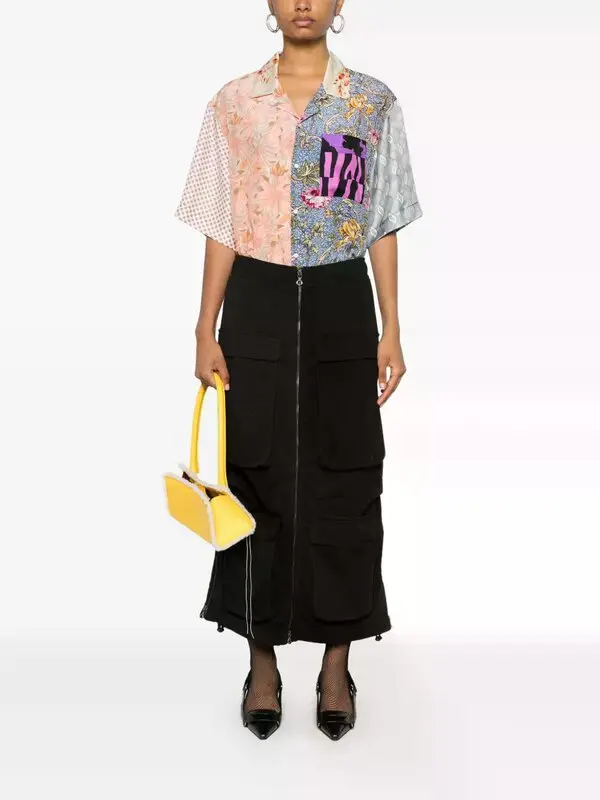 MARINE SERRE Mix-print Silk Shirt