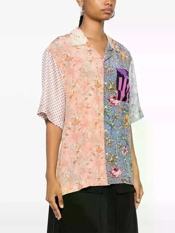 MARINE SERRE Mix-print Silk Shirt