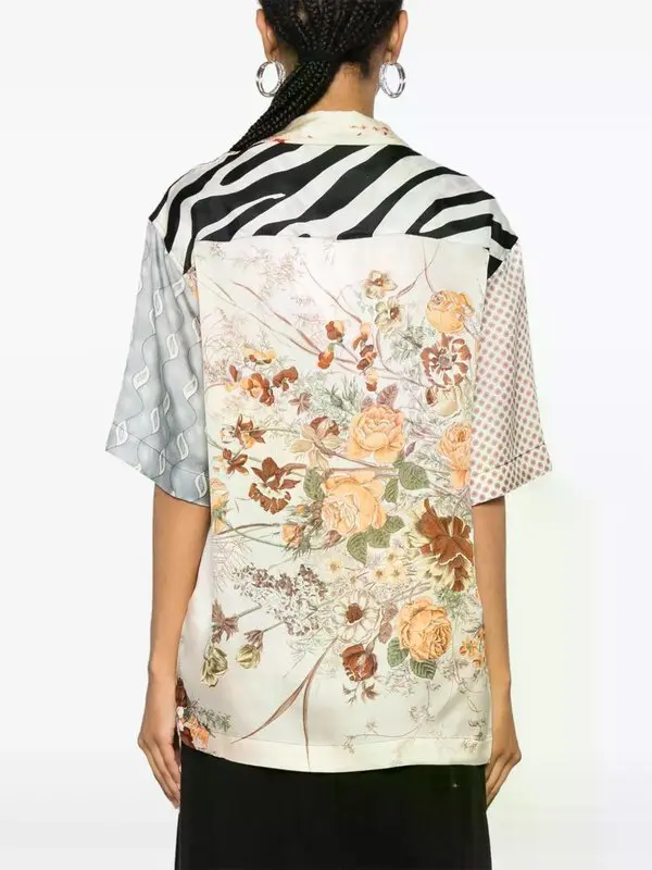 MARINE SERRE Mix-print Silk Shirt