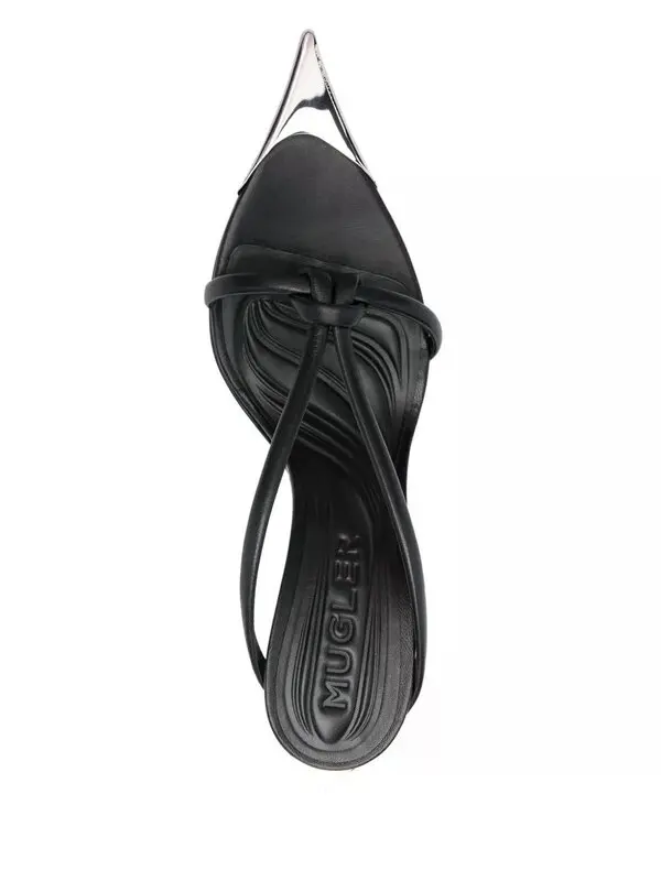 MUGLER Leather Knotted Heeled Sandals - Black