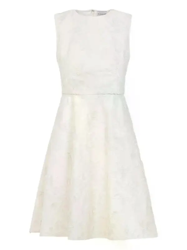 Moncler Floral-embroidered Midi Dress - Neutrals