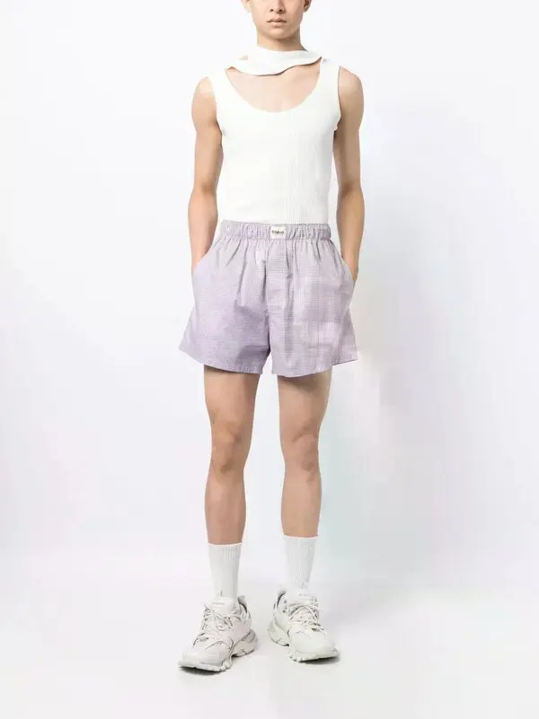 Natasha Zinko Gingham Check Pattern Cotton Shorts