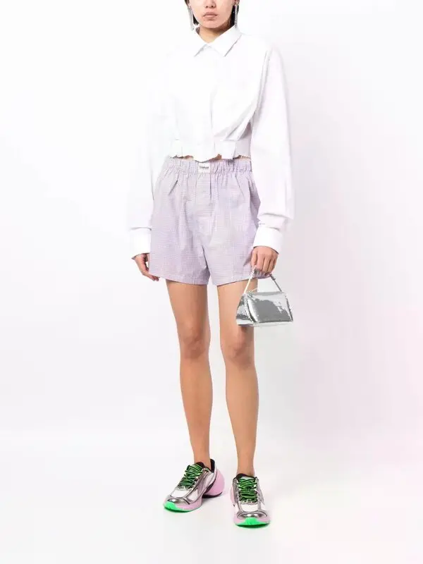 Natasha Zinko Gingham Check Pattern Cotton Shorts