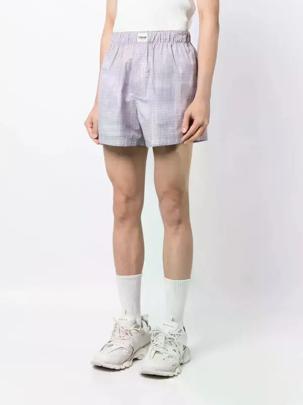 Natasha Zinko Gingham Check Pattern Cotton Shorts