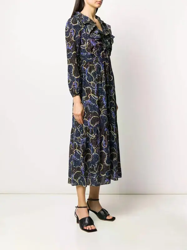 Saloni Mixed Print Flared Dress