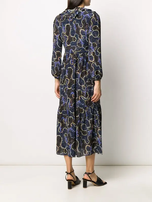 Saloni Mixed Print Flared Dress