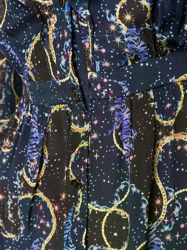 Saloni Mixed Print Flared Dress