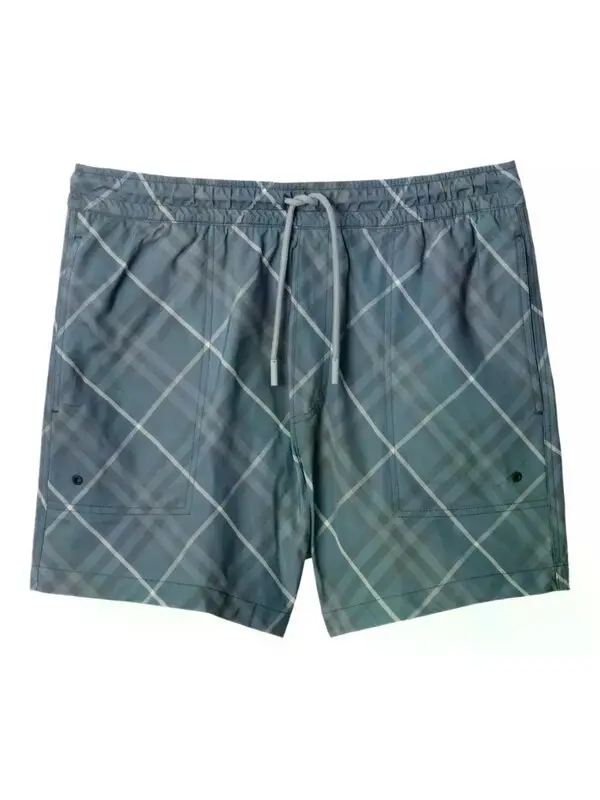 Burberry Checked Swim Shorts - Blue