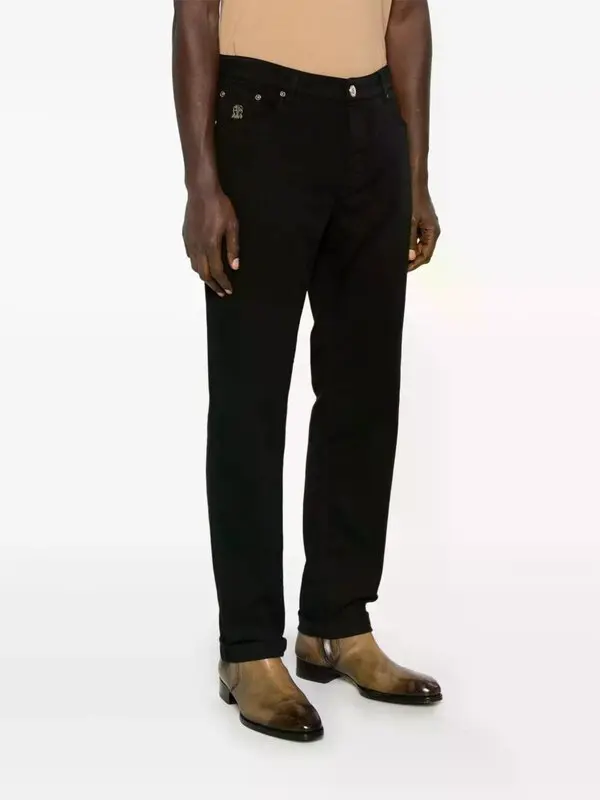 Brunello Cucinelli Logo-embroidered Jeans - Black