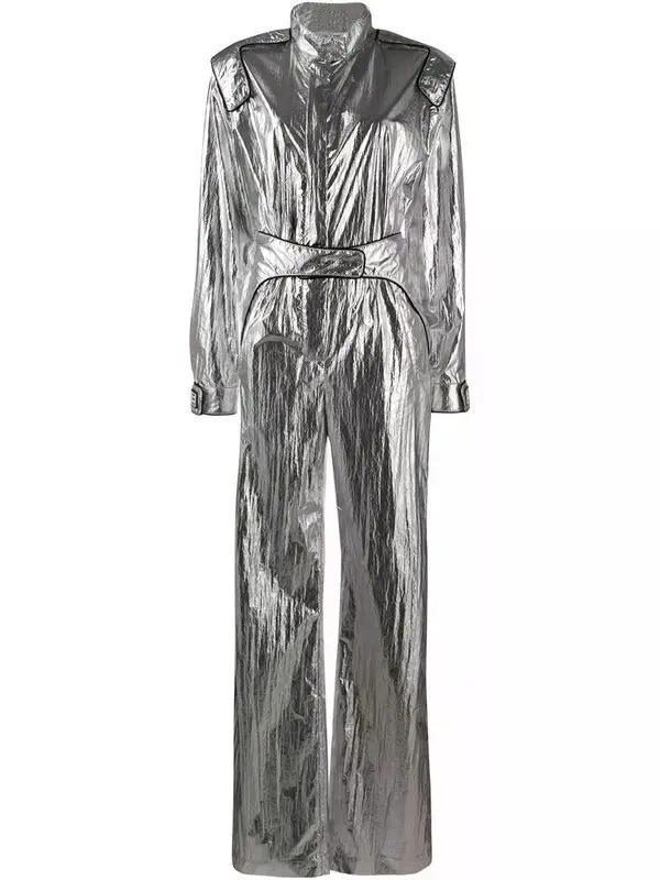 Off-White Racing Metallic Effect Jumpsuit - Silver