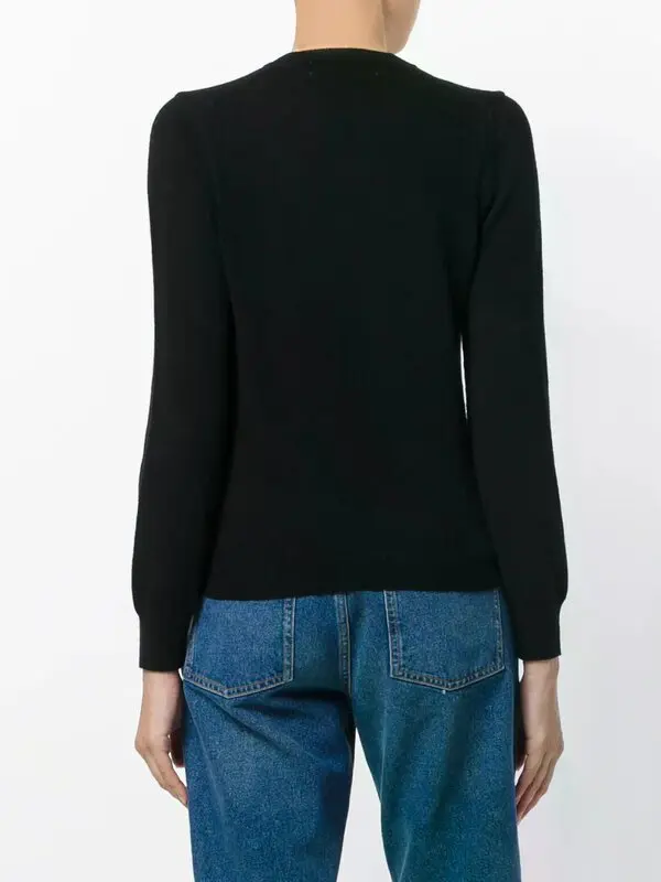 Play Comme Des Garcon V-neck Heart-logo Sweater - Black