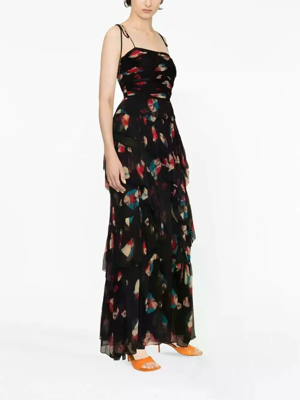 Ulla Johnson Aveline Printed Ruffled Silk Dress