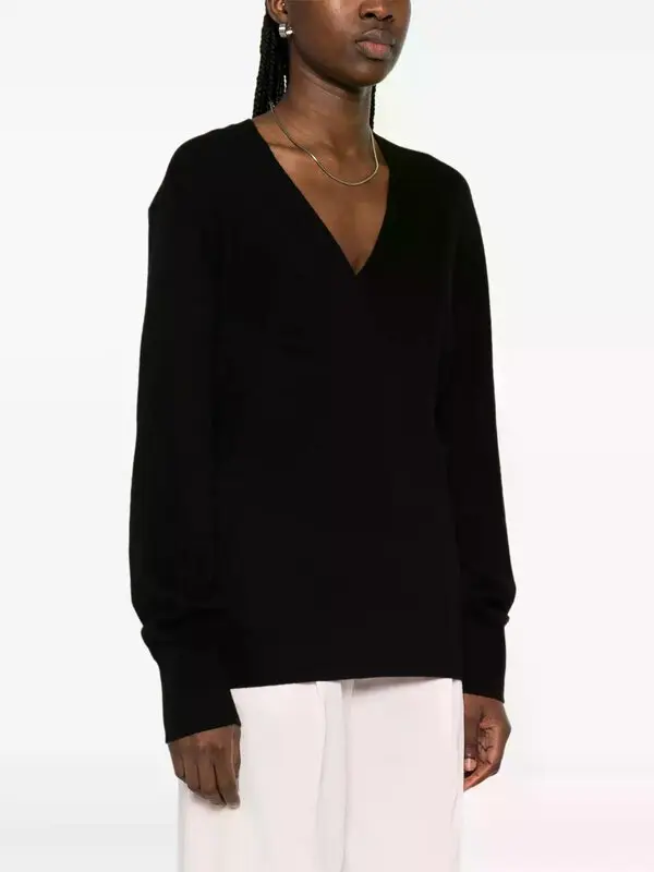 TOTEME Cashmere V-neck Sweater - Black