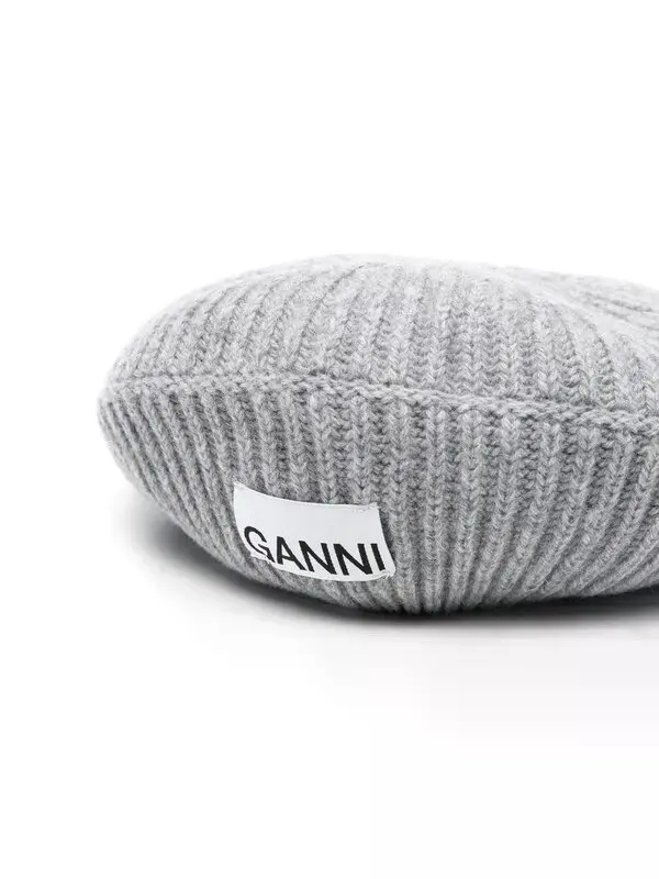 GANNI Logo-patch Ribbed Hat