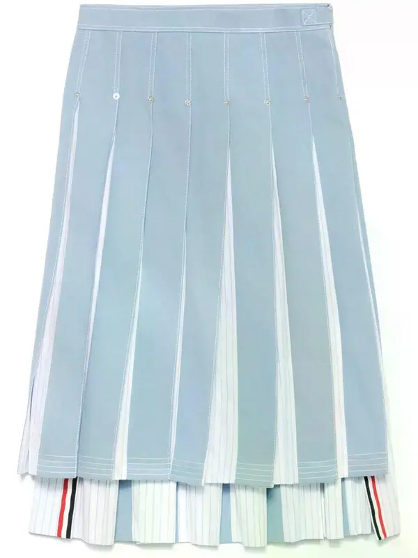 Thom Browne Pleated Denim Midi Skirt