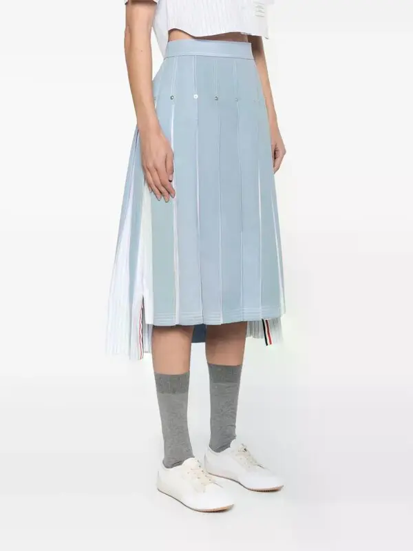 Thom Browne Pleated Denim Midi Skirt