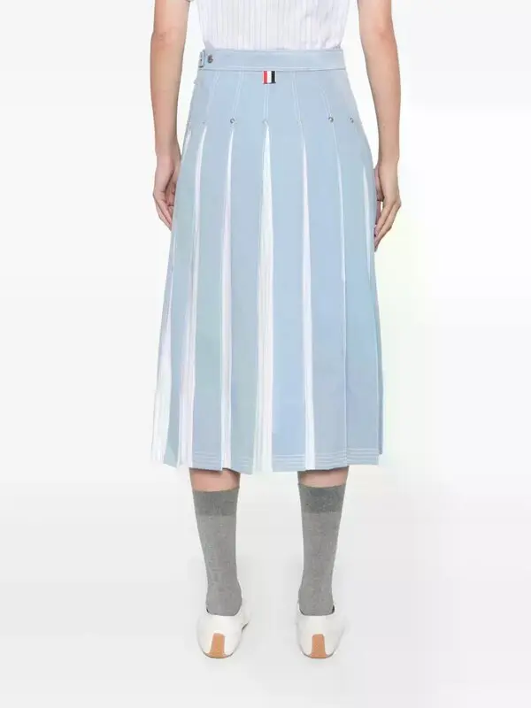 Thom Browne Pleated Denim Midi Skirt