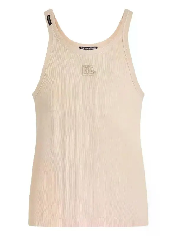 Dolce & Gabbana Ribbed Cotton Tank Top With Embroidered Logo