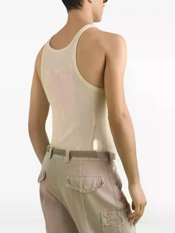 Dolce & Gabbana Ribbed Cotton Tank Top With Embroidered Logo