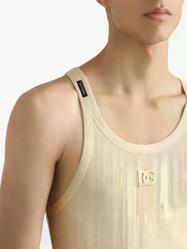 Dolce & Gabbana Ribbed Cotton Tank Top With Embroidered Logo
