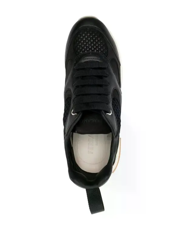 FERRAGAMO Almond-toe Panelled Leather Sneakers