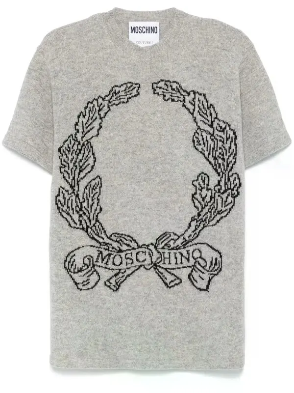 Moschino Logo-intarsia Knitted Top - Grey