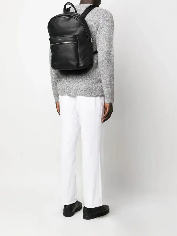Zegna Logo-plaque Leather Backpack