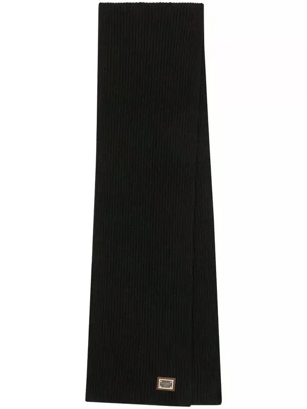 Dolce & Gabbana Logo-tag Cashmere Scarf - Black