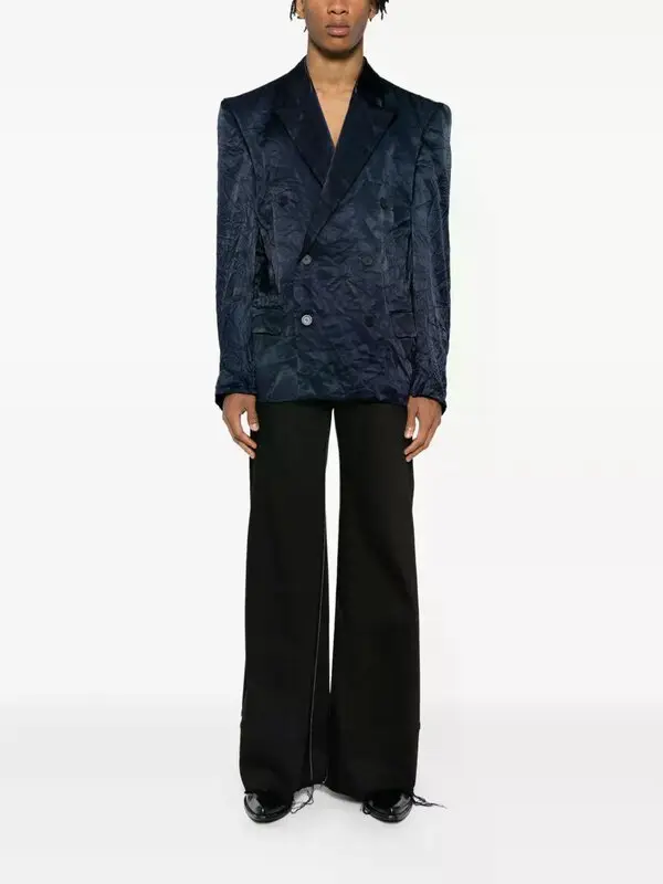 Balenciaga Crinkle-effect Double-breasted Blazer