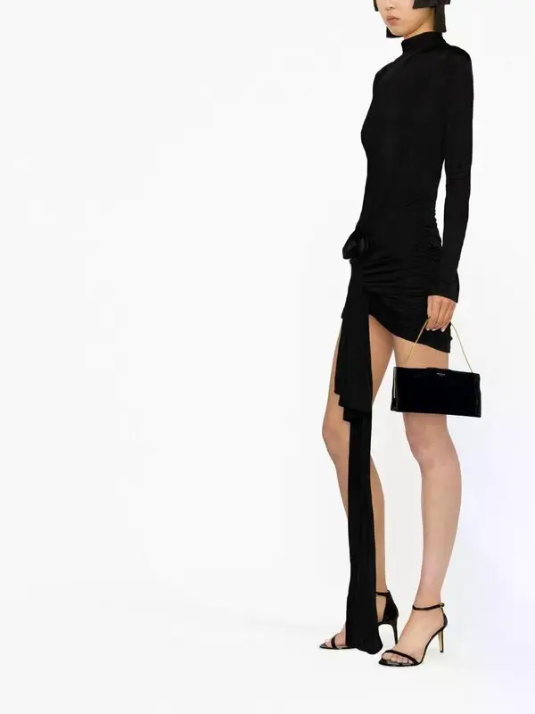 Saint Laurent Rose Appliqué Mini Dress