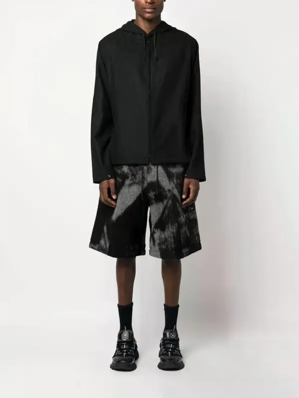 Y3 Logo-patch Flannel Hoodie