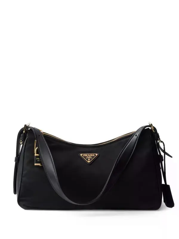 Prada Leather-trim Shoulder Bag - Black
