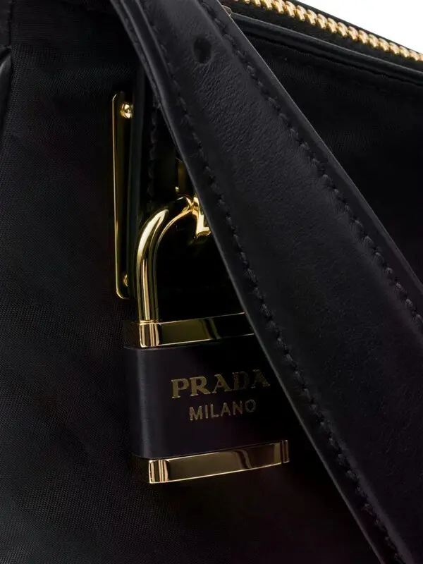 Prada Leather-trim Shoulder Bag - Black