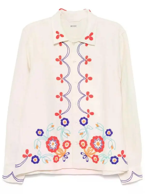 BODE Garden Party Beaded Shirt - Neutrals