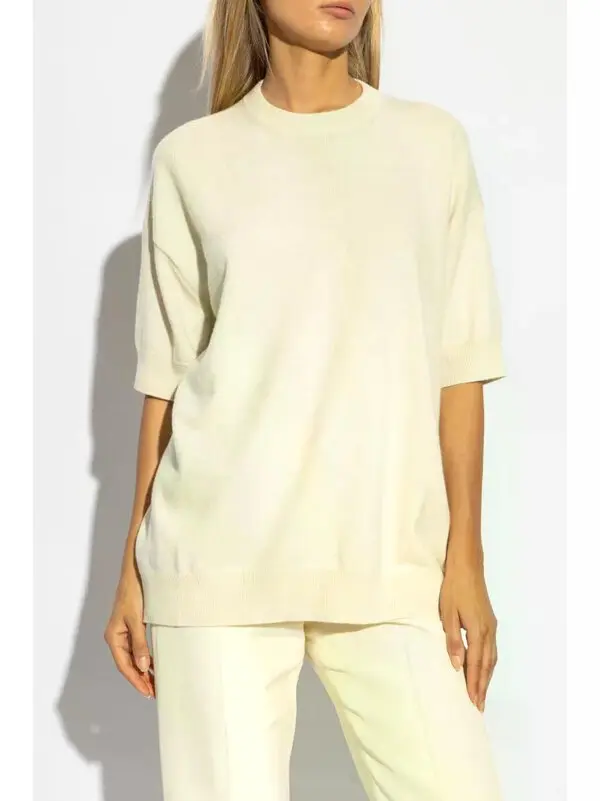 JIL SANDER Crew-neck Knitted T-shirt - Neutrals