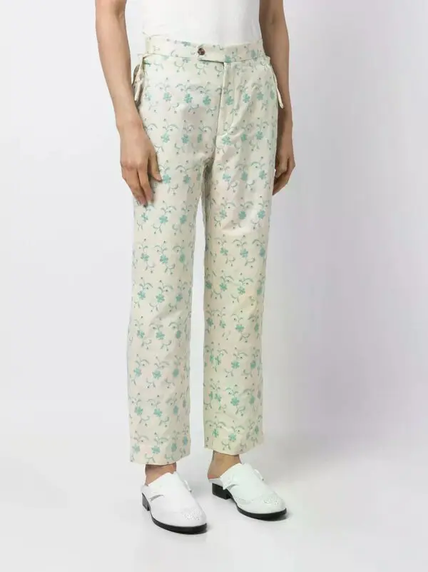 BODE Floral-embroidered Straight-leg Trousers