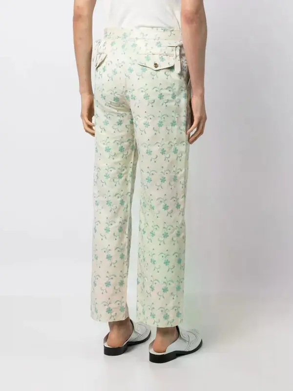 BODE Floral-embroidered Straight-leg Trousers