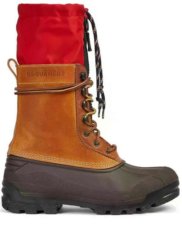 Dsquared2 Panelled Leather Boots - Brown