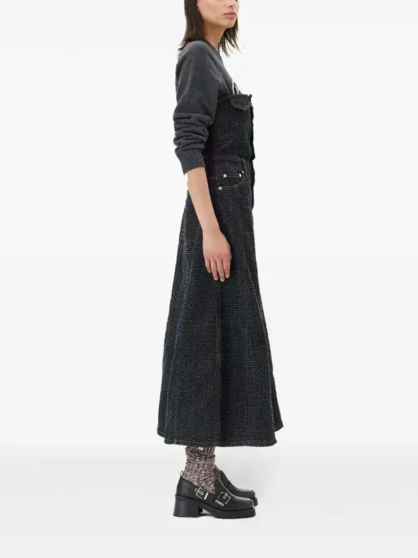 GANNI Fluffy Denim Midi Dress