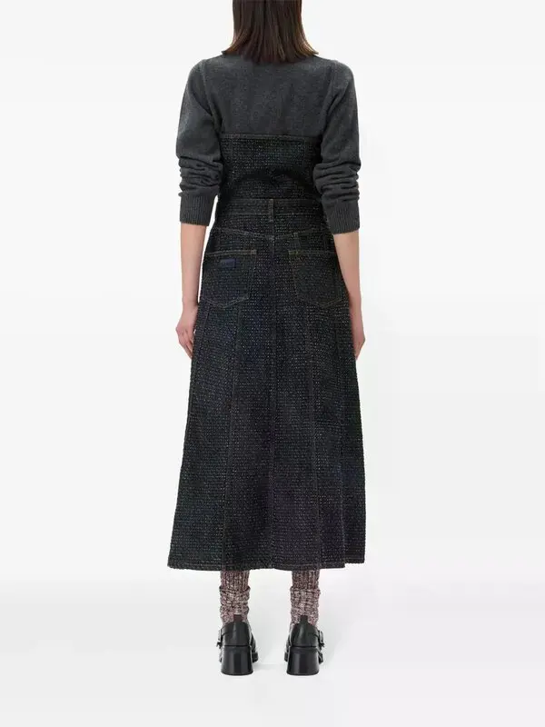GANNI Fluffy Denim Midi Dress