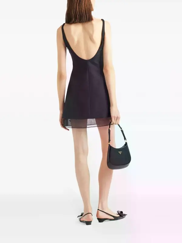 Prada Enamel Triangle-logo Wool Dress