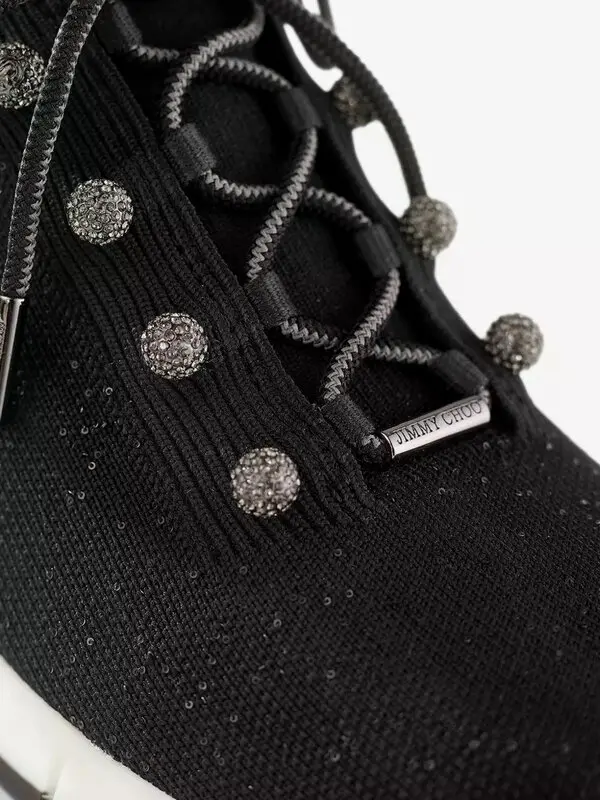JIMMY CHOO Veles Sequin Knit Sneakers With Crystal Buttons