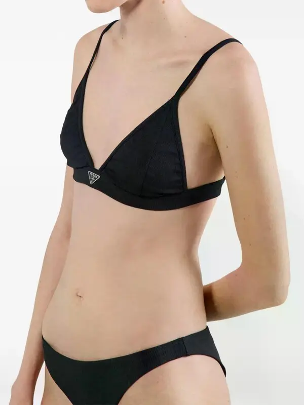 Prada Ribbed-knit Bikini Bottom - Blue