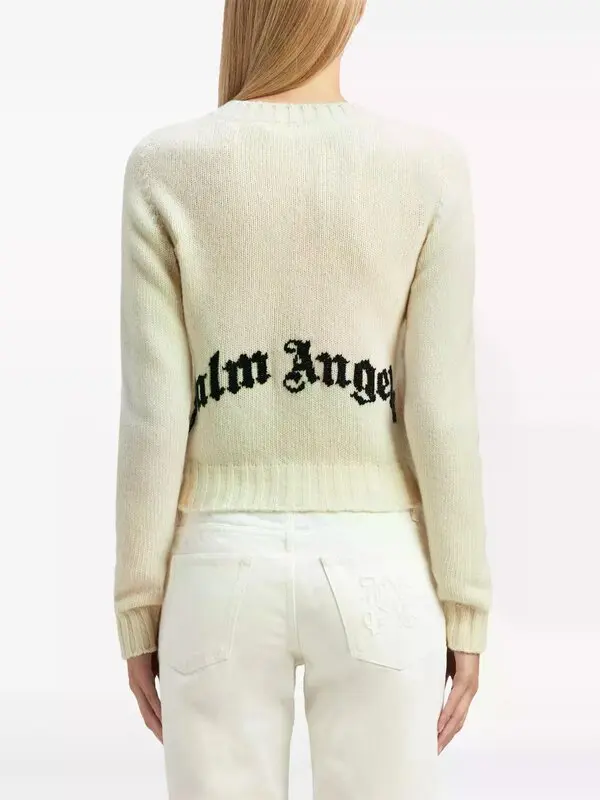 Palm Angels Curved-logo Wool-blend Cardigan
