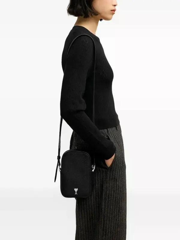 AMI Paris Vertical Shoulder Bag - Black